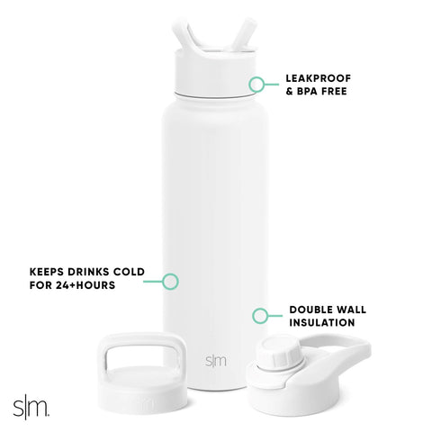Summit Water Bottle with Straw Lid, Chug Lid, and Handle Lid – Simple ...